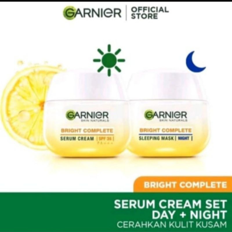 Jual Garnier Bright Complete Day Cream / Night Yogurt Sleeping Mask ...