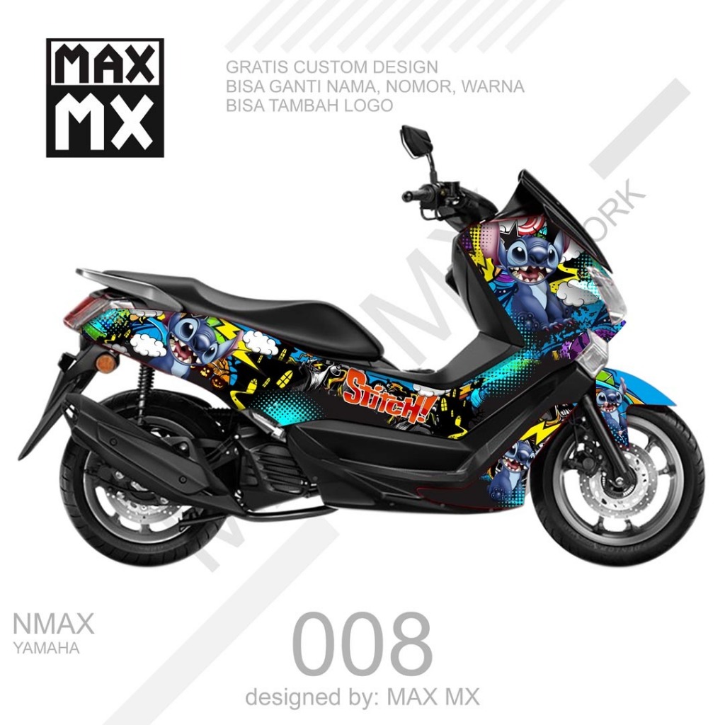 Jual decal stiker full body nmax old keren warna anime hitam biru ...