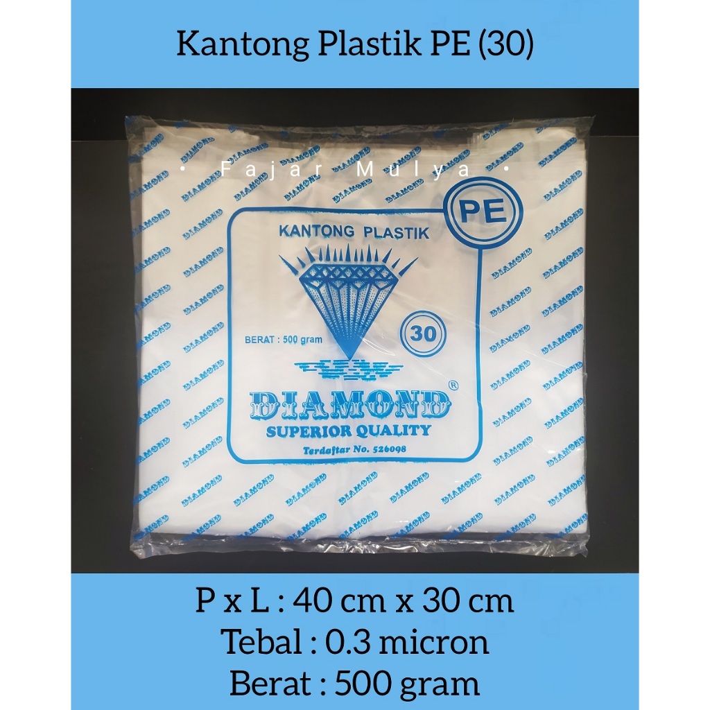 Jual Fajar Mulya - Kantong Plastik PE Diamond Bening Ukuran 30 cm - 1 ...