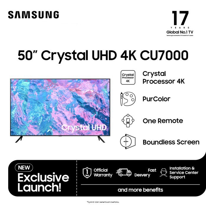 Jual Samsung 50CU7000 SMART LED TV 4K Cystal UHD (2023) UA50CU7000 50 ...