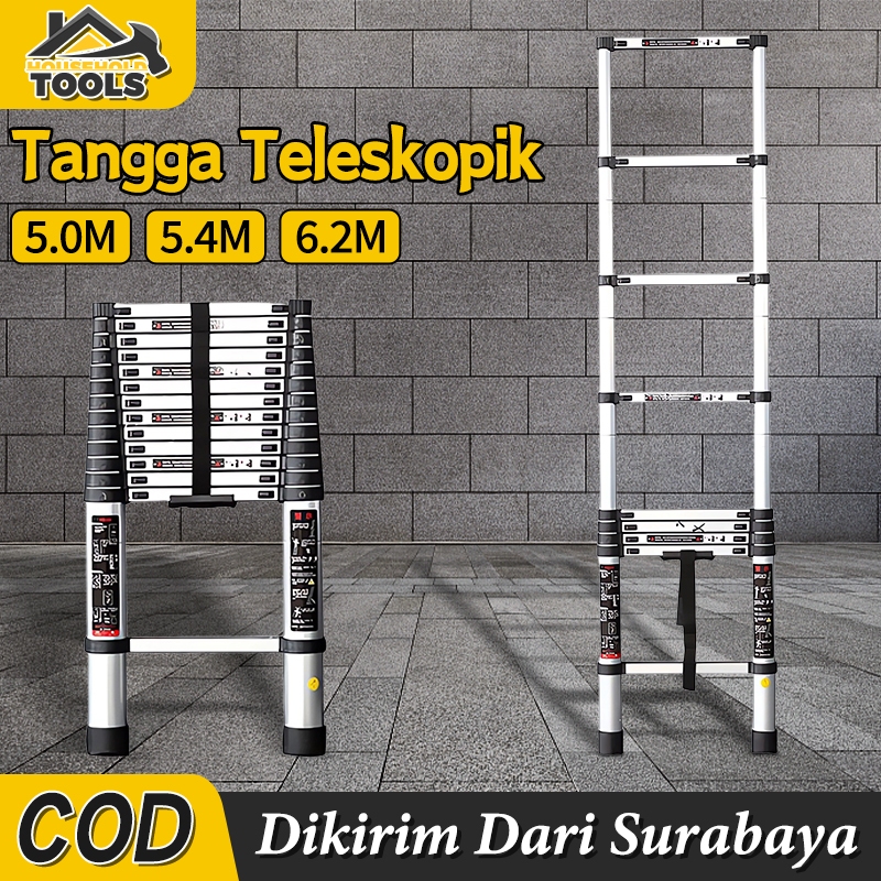 Jual Aluminium Tangga Teleskopik Lipat Single Ladder 5M/5.4M/6.2M ...