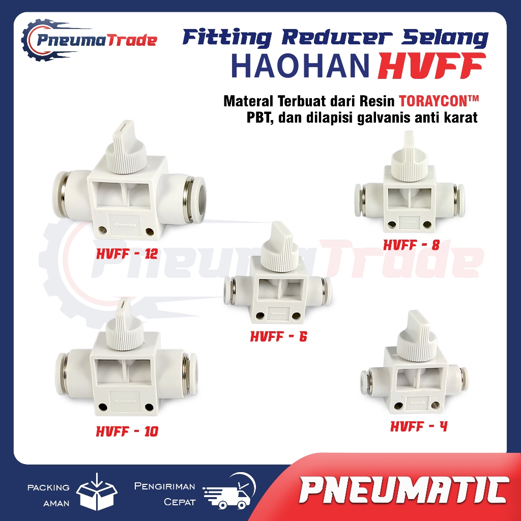 Jual FITTING PNEUMATIC VALVE HVFF MM HAND STOP MINI KRAN AIR UDARA UNTUK SELANG PU | Shopee ...
