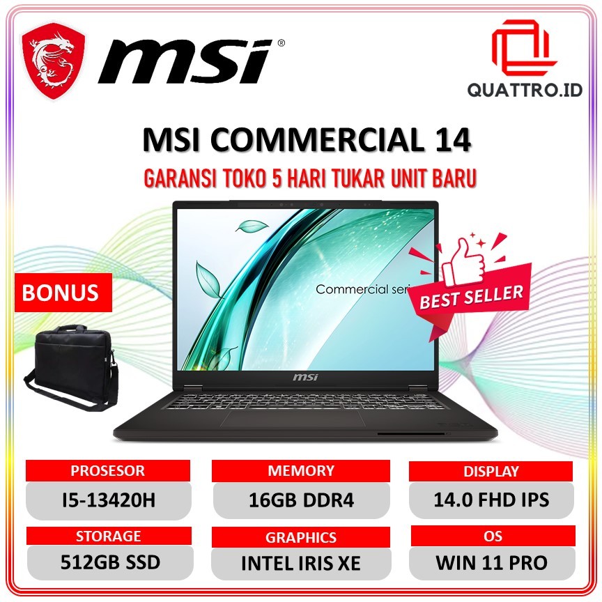 Jual Laptop MSI COMMERCIAL 14 Intel Core i5-13420H 16GB 512GB SSD ...