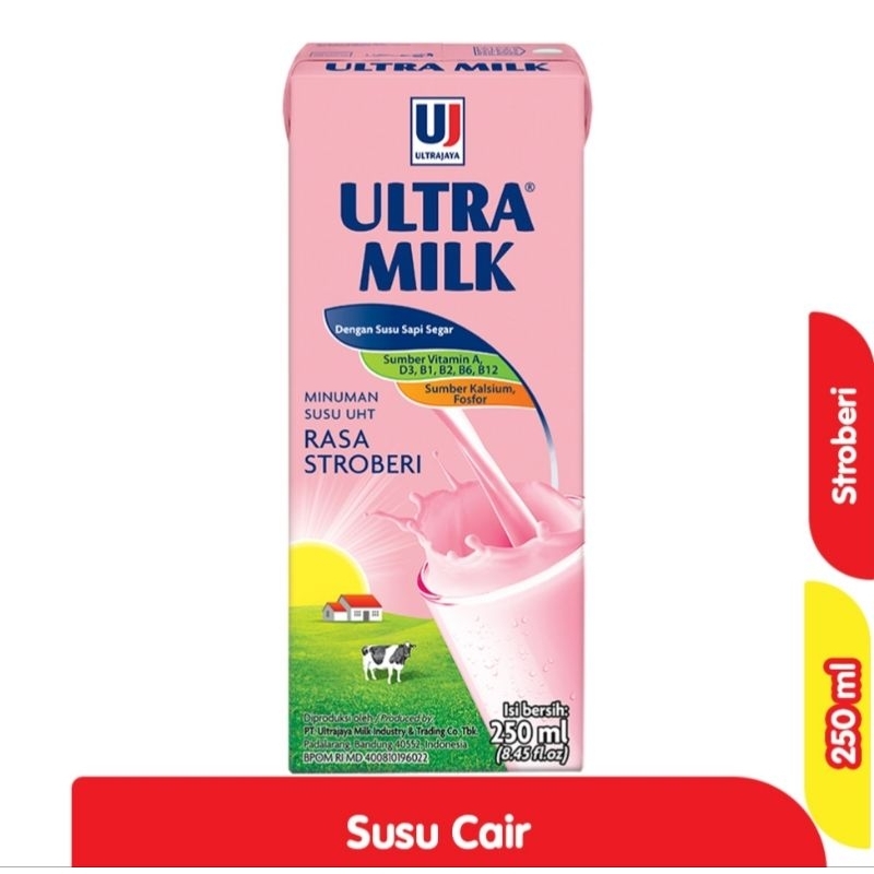 Jual Susu Ultra Milk strawberry 250ml | Shopee Indonesia