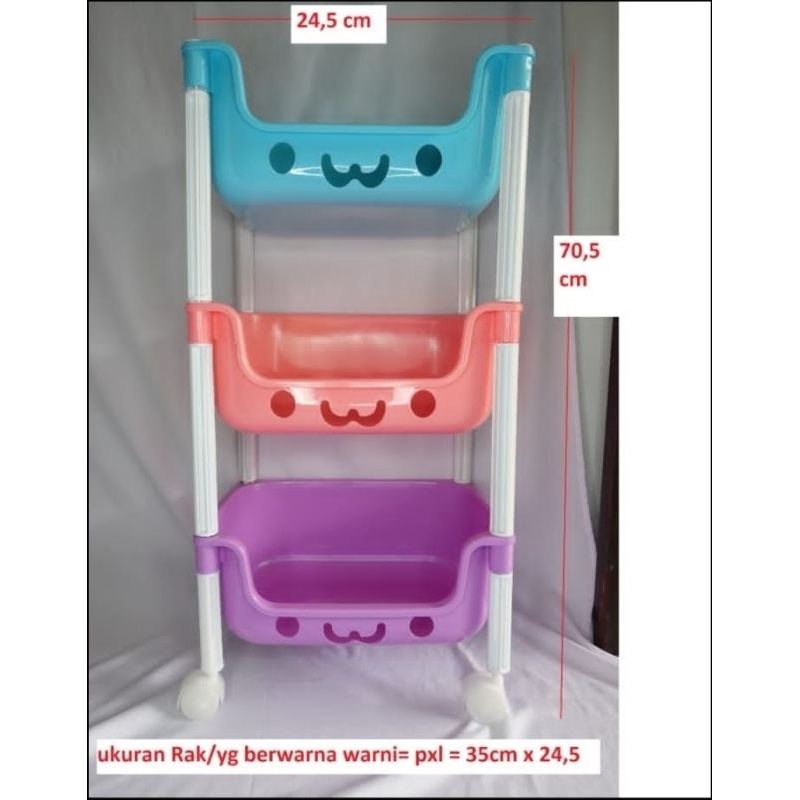 Jual Rak Mainan Anak 3 Tingkat Karakter Warna Warni Peralatan Buku ...