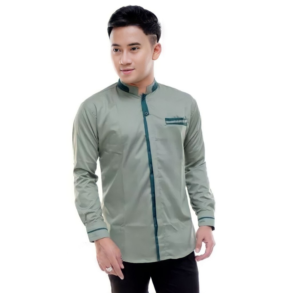 Jual Baju koko Pria Warna Sage Terbaru Motif Alfarizi Bahan Toyobo ...