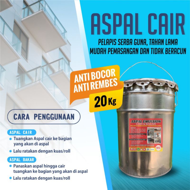 Jual ASPAL CAIR 20 KG asphalt emulsion / aspal waterproofing/ pelapis ...