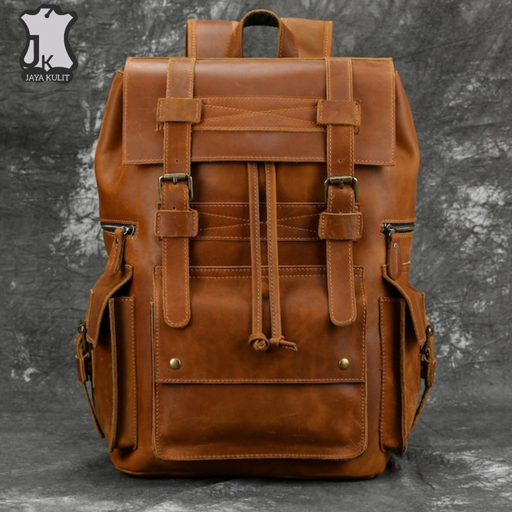 Jual JAYA LEATHER Tas ransel travel pria wanita unisex kulit sapi asli ...