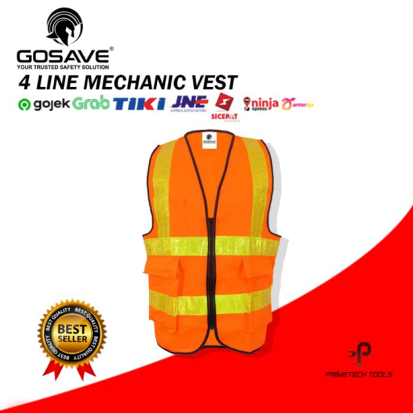 Jual GOSAVE ROMPI KERJA 4 LINE MECHANIC VEST GS-RM4L-MO - ORANGE Murah ...