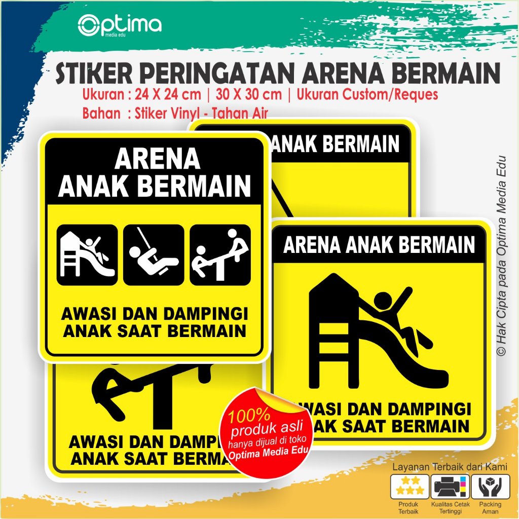Jual Stiker Peringatan Awasi dan Dampingi Anak / Aturan Arena Wahana ...