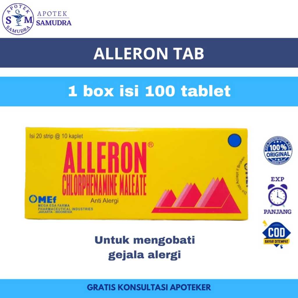Jual ALLERON - 1 box isi 100 tablet obat alergi obat antihistamin obat ...