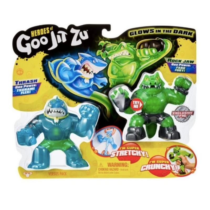 Jual The Heroes of Goo Jit Zu glow in the dark versus pack Figures Thrash vs Rock Jaw original ...