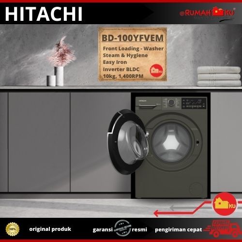 Jual hitachi bd-100yfvem /bd100 yfvem mesin cuci front loading inverter ...