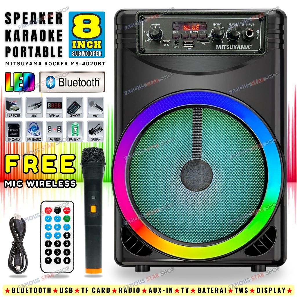 Jual SPEAKER KARAOKE BLUETOOTH MITSUYAMA MS-4020BT ROCKER 8 INCH FREE ...