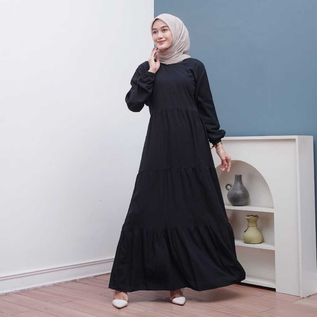 Jual Gamis Susun Rayon Gamis Ruffle Homey Dress Rayon Polos Busui ...