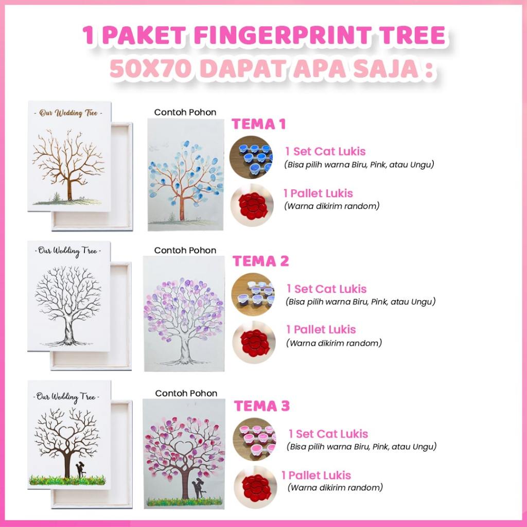 Jual Kanvas Wedding Tree Fingerprint Guest Book 50x70 cm Canvas Lukisan ...