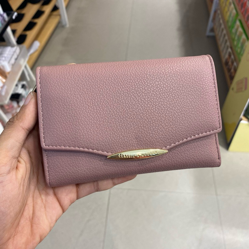 Jual MINISO Women’s Medium trifold wallet with curved design (Pink ...