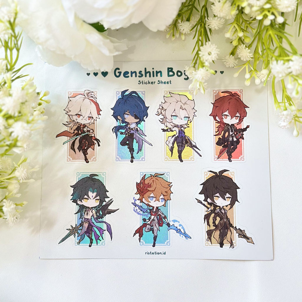 Jual Genshin Impact Mini Holographic Sticker Sheet - Genshin Boys ...