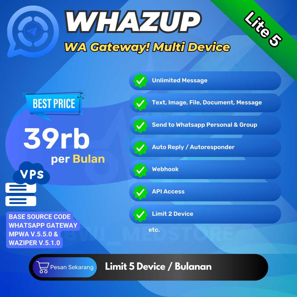 Jual Whatsapp API Gateway Multidevice termurah bulanan (Limit 5 Device) | Shopee Indonesia