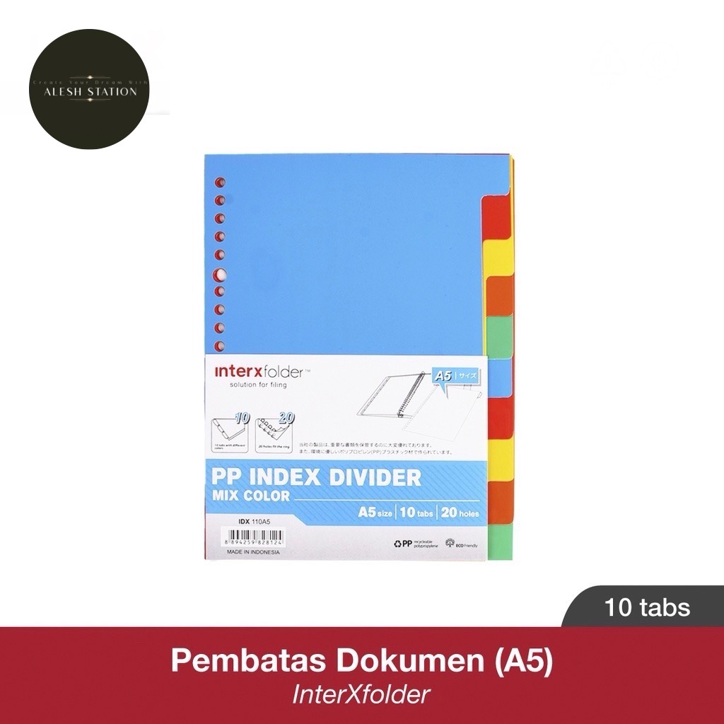 Jual Pembatas binder 10 Warna A5 / Index Divider A5 10 Tab Inter X ...