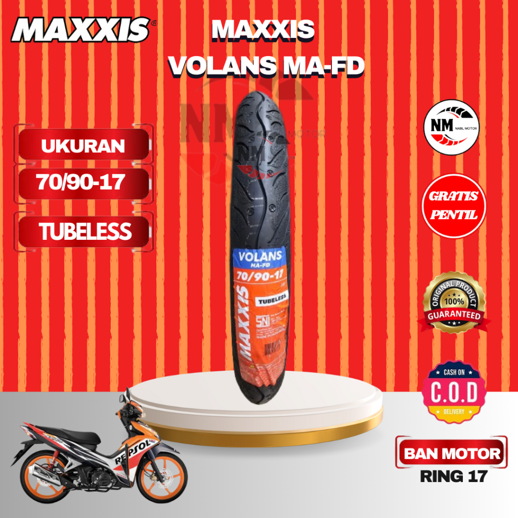 Jual Ban Maxxis Volans MA-FD 70/90-17 Ban Motor Ring 17 Revo Supra ...