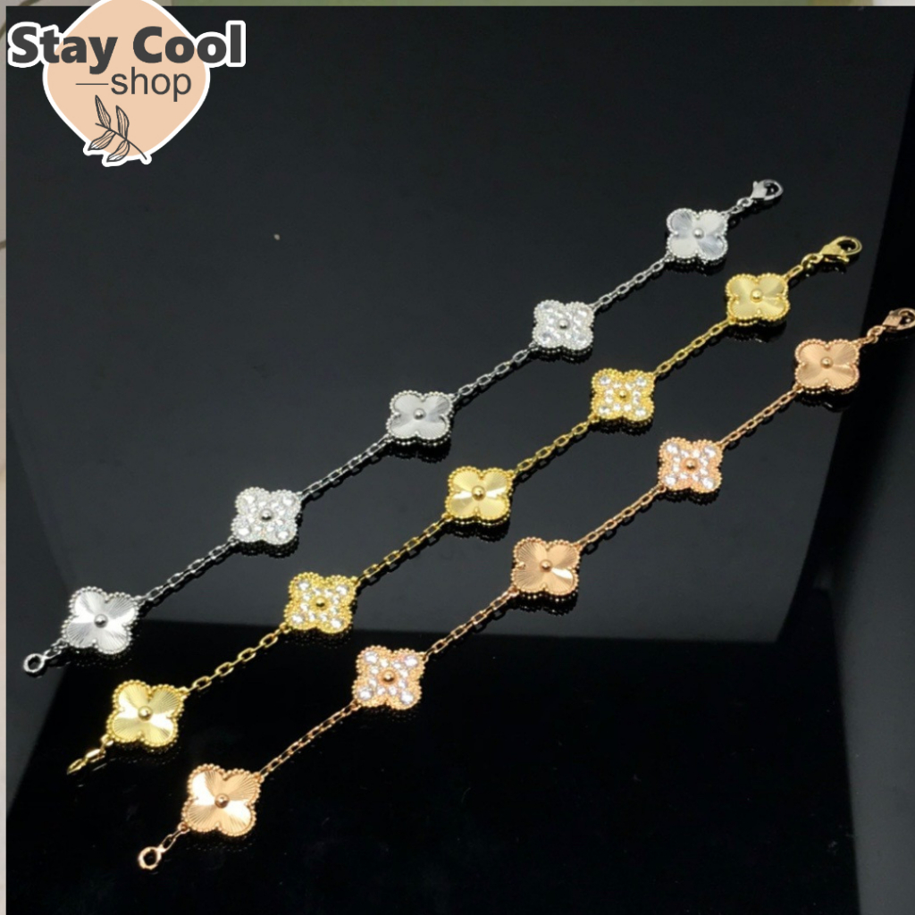Jual Gelang Bunga Clover Bolak Balik Titanium Anti Karat Dan Luntur ...