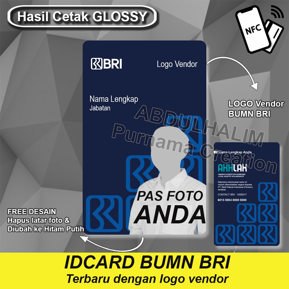 Jual IDcard BUMN ID Card Name Tag BUMN BRI Terbaru GLOSSY | Shopee ...