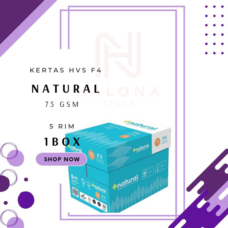 Jual [1 BOX/5 RIM] Kertas HVS F4 Natural 75 GSM | Shopee Indonesia