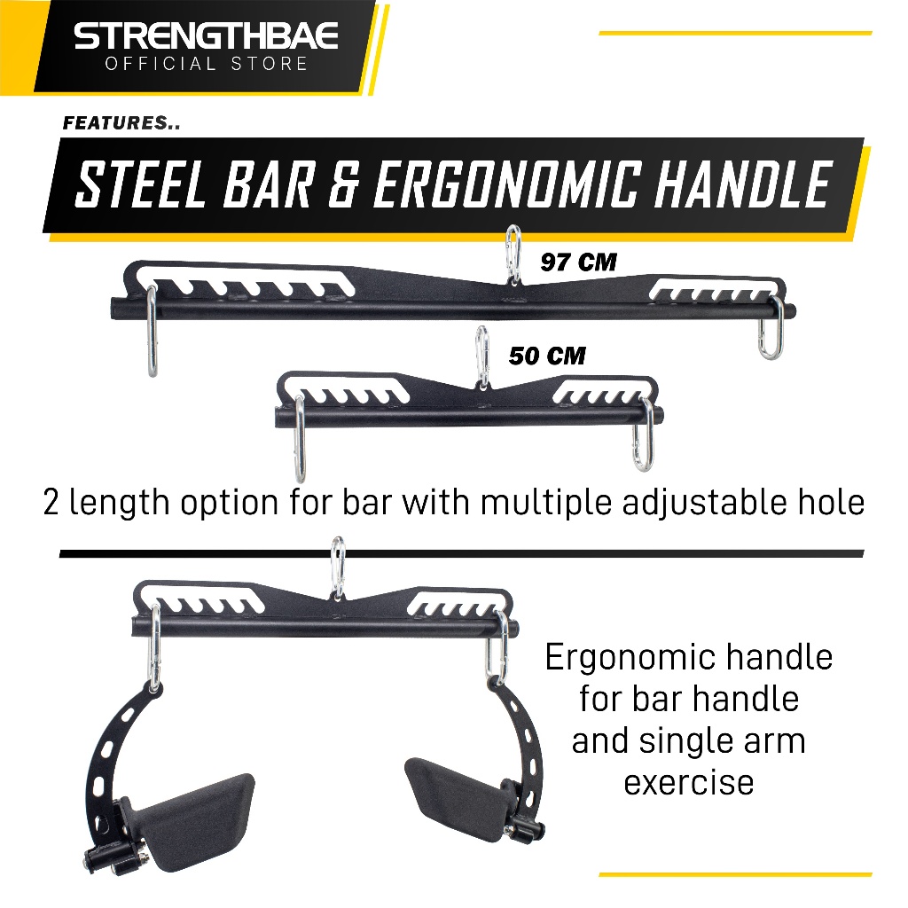 Jual Ergo Cable Attachment STRENGTHBAE Lat Pulldown Row Bar D Handle ...