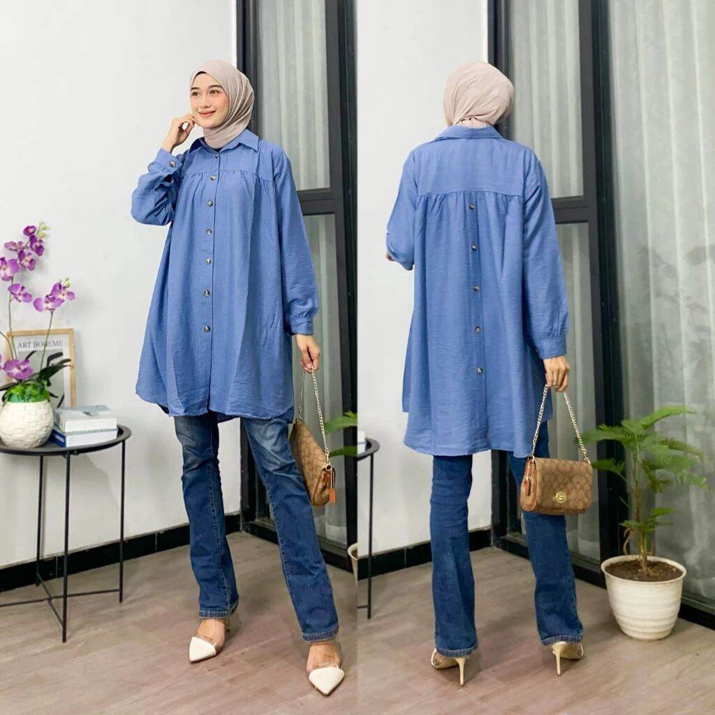 Jual Zeva Tunik Polo Linen - Atasan Wanita Tunik Polo Linen Variasi ...