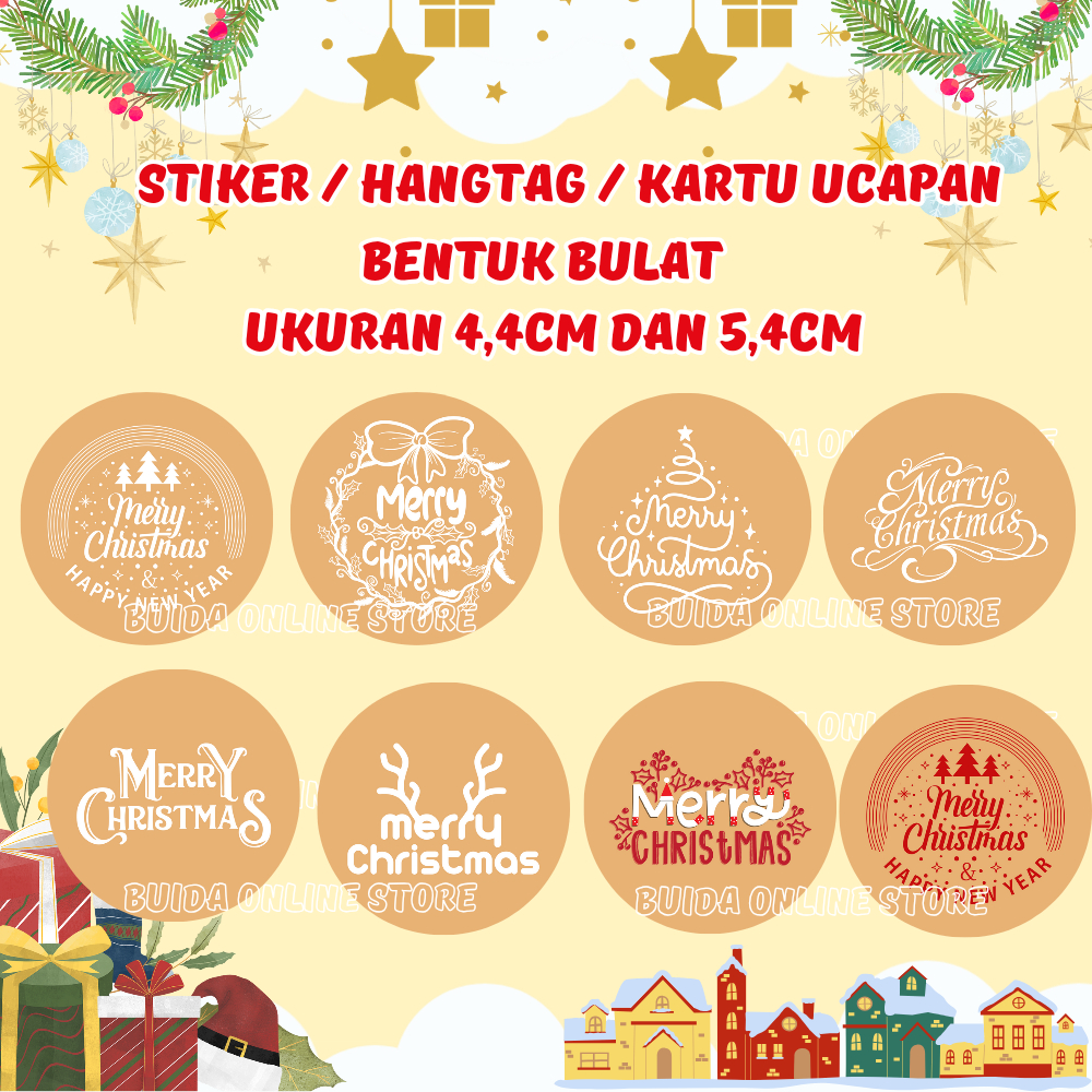 Jual Stiker Kartu ucapan hangtag Label Sticker Natal Merry x-mas segel ...