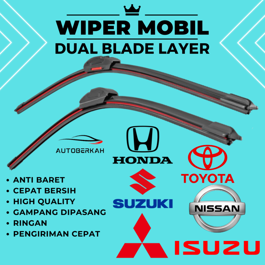 Jual Wiper Mobil DUAL BLADE DUA KARET Double Layer Wiper Segala Type ...
