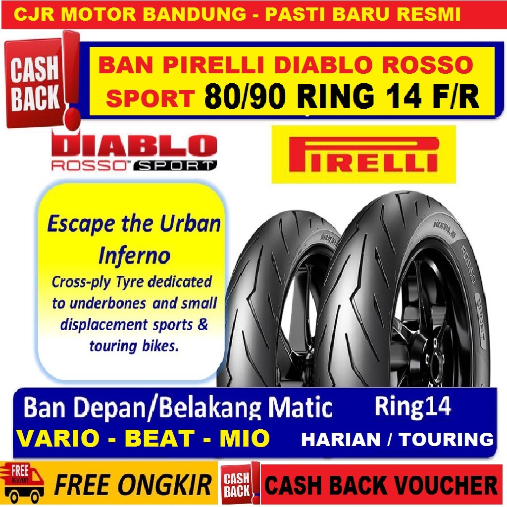 Jual PIRELLI DIABLO ROSSO SPORT 80/90 ring 14 ban harian touring motor ...