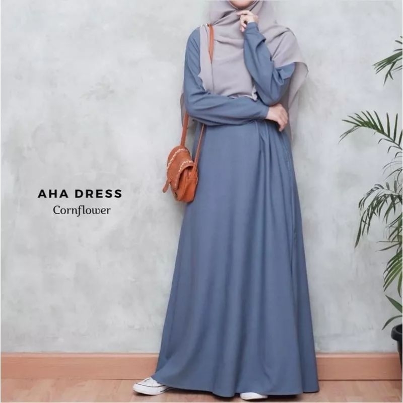 Jual AHA DRESS GAMIS POLOS SIMPEL GAMIS WANITA TERBARU LENGAN MANSET ...