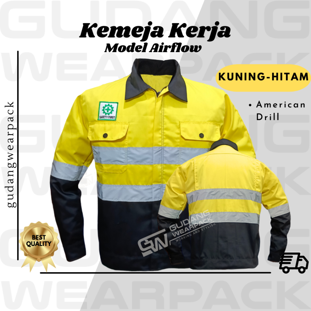 Jual Gudang Wearpack - Baju Kerja Model Airflow Warna Kuning Kombinasi ...