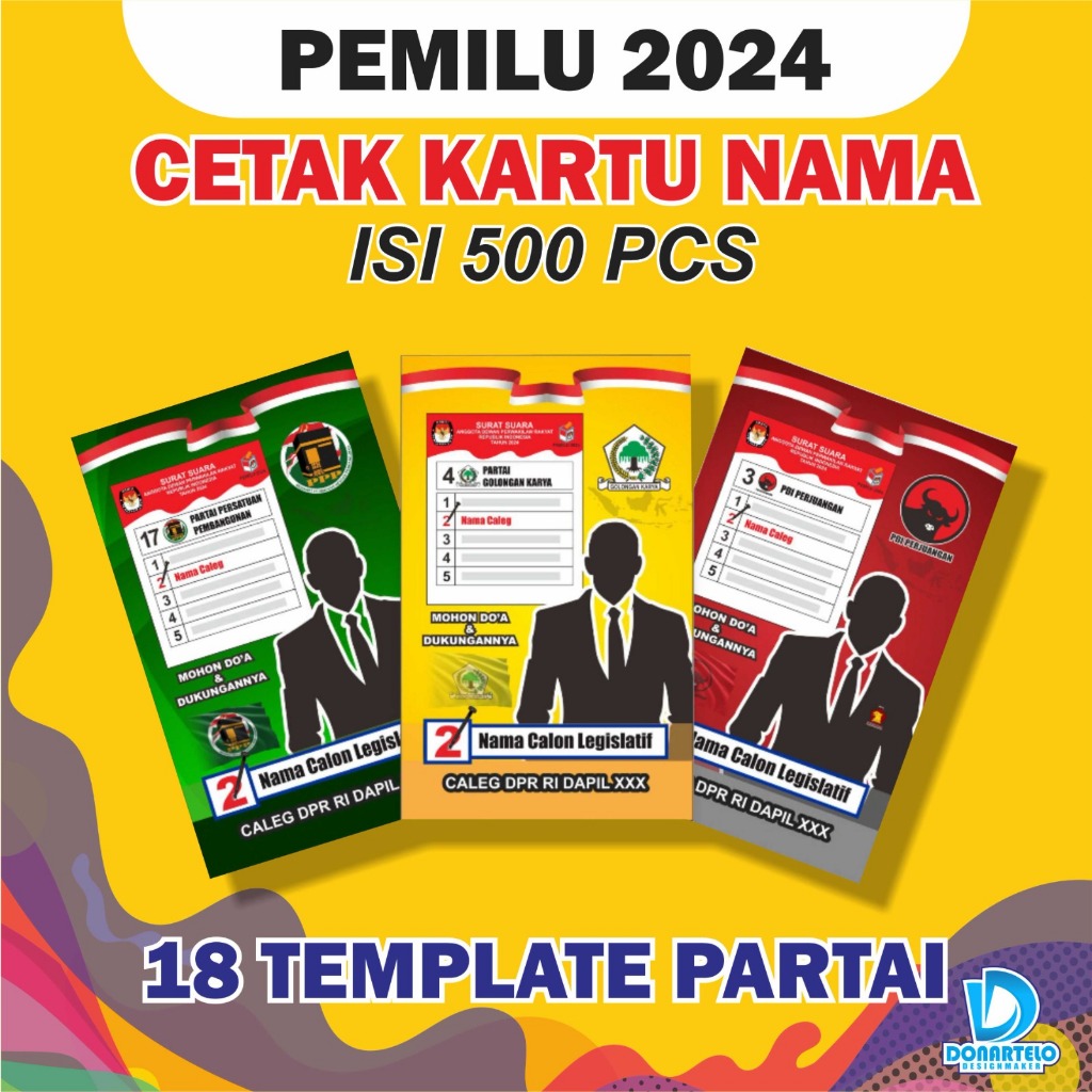 Jual CETAK 500 pcs KARTU NAMA PARTAI/CALEG, FREE DESAIN, FREE BOX ...