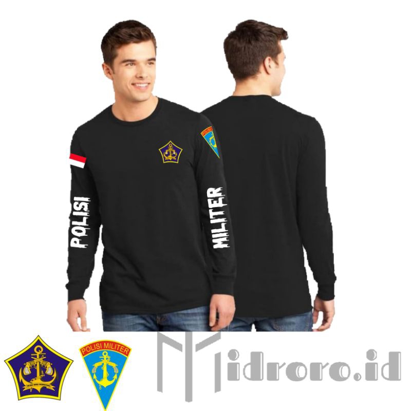 Jual pomal kaos polisi militer angkatan laut terlaris warna hitam lengan panjang katun combed ...