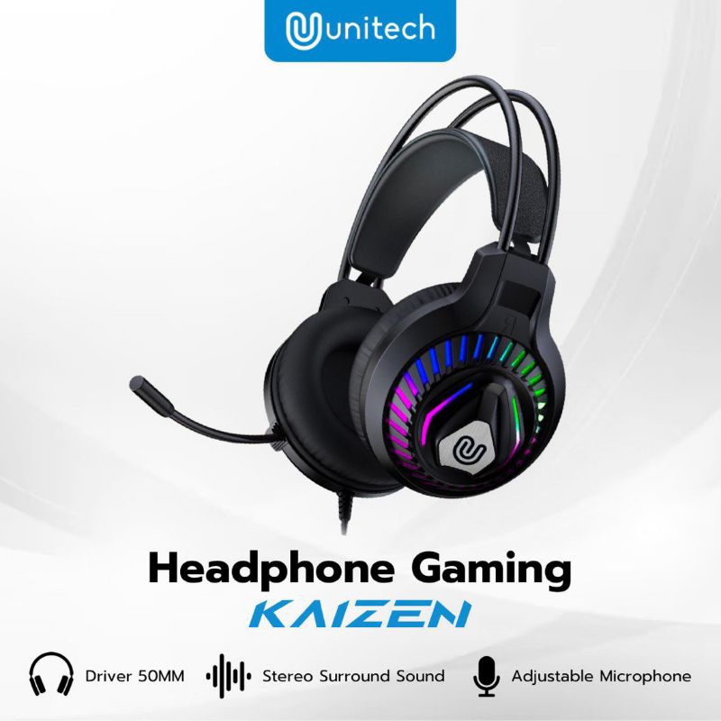 Jual headset gaming RGB kaizen merk unitech | Shopee Indonesia