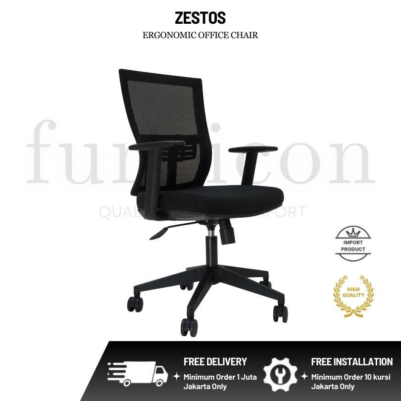 Jual Kursi Kantor Furnicon Ergonomis Zestos Black / Kursi Kerja Work ...