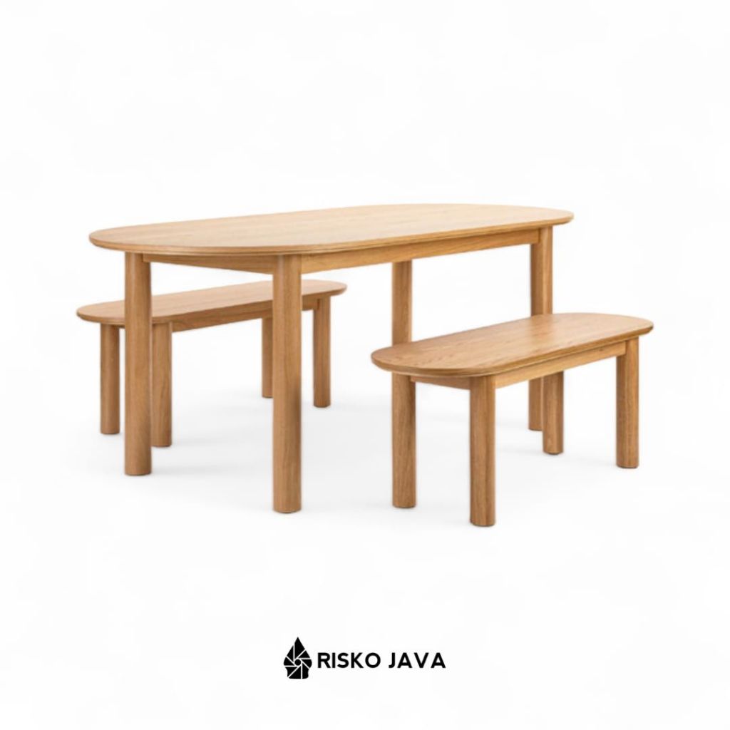 Jual Meja Makan Kayu Jati / Bangku Makan Oval Minimalis / Set Meja ...