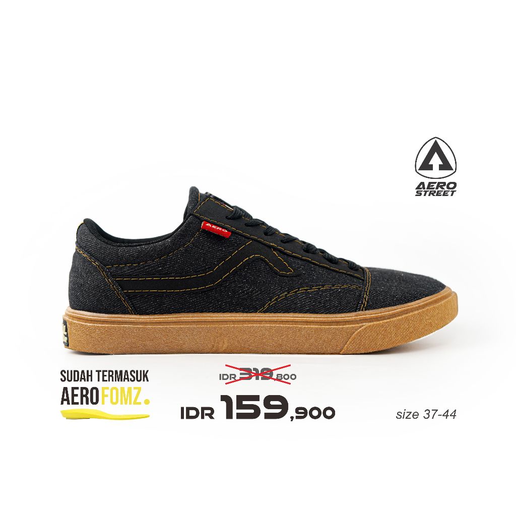 Jual Aerostreet 37-44 Massive Low Gum Black Denim - Sepatu Sneakers ...