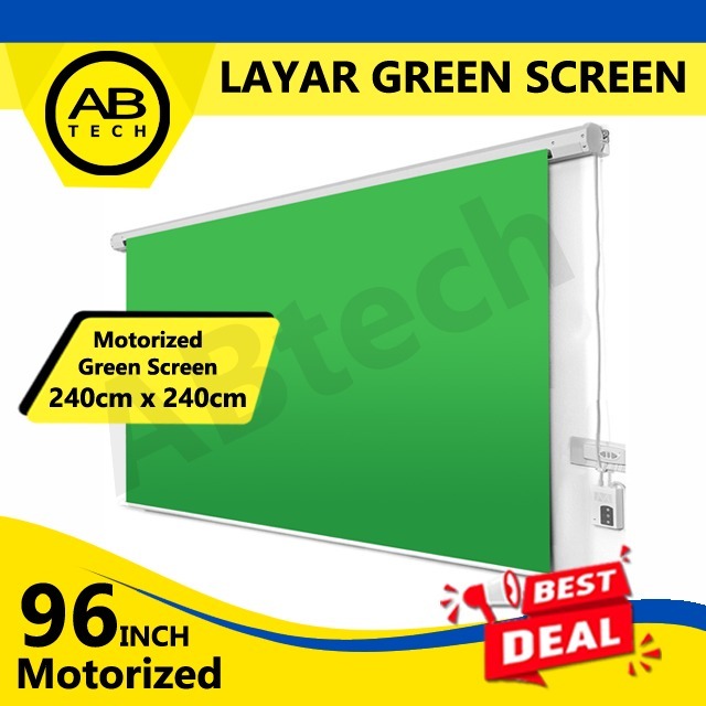 Jual Layar Green Screen Studio Motorized 96 inch ukuran 240 x 240 cm ...