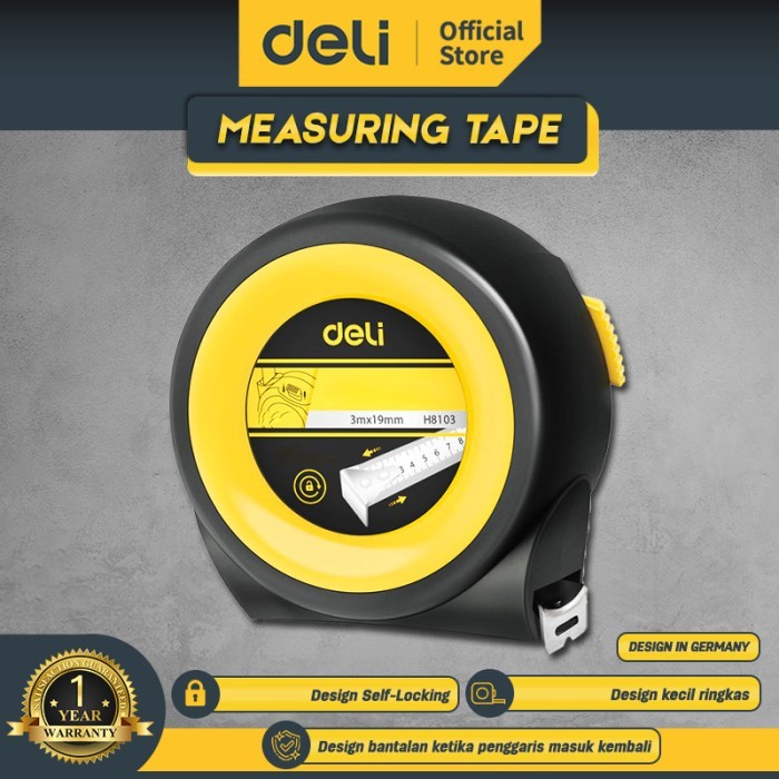 Jual Deli Tape Measure/ Meteran Tukang 3-5M ABS Kunci Manual H810X ...