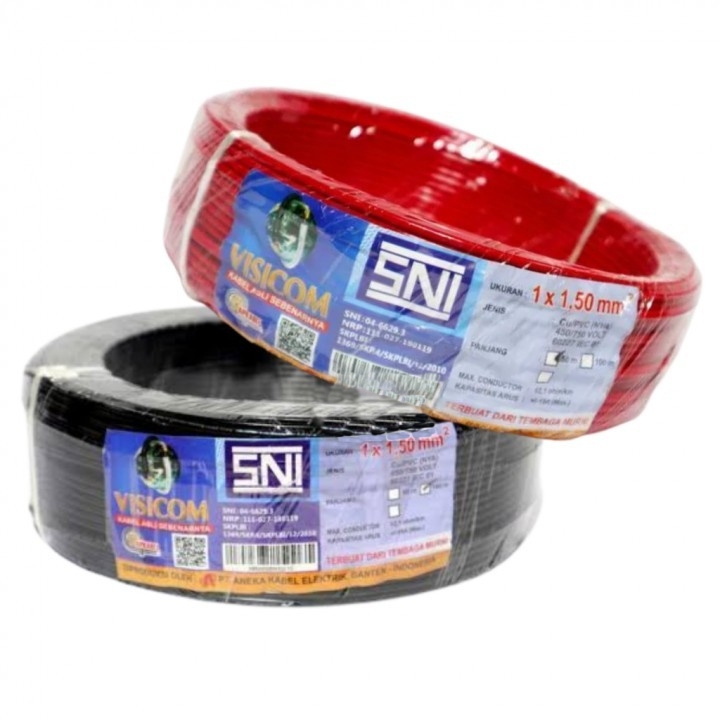 Jual Kabel Listrik Tunggal NYA 1,5 Panjang 50 meter Visicom Kawat Tembaga SNI | Shopee Indonesia