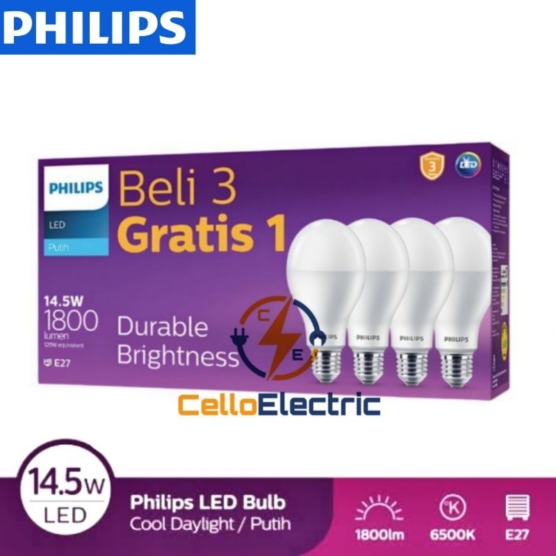 Jual Led Paket Philips 14,5w Beli 3 Gratis 1 - Led MultiPack Philips 14,5 Watt 3 Free 1 Lampu ...