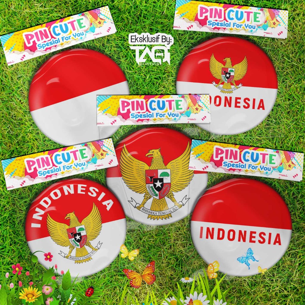 Jual PIN INDONESIA MERAH PUTIH PIN GARUDA SIZE 58MM | Shopee Indonesia