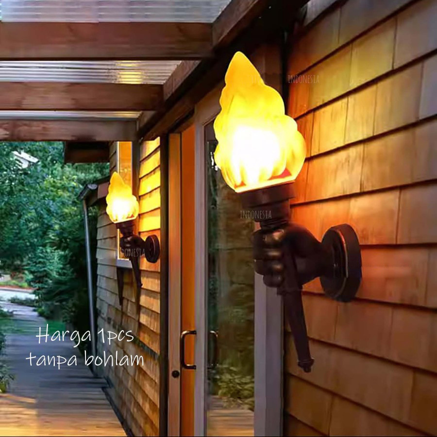 Jual Lampu hias dinding outdoor modern minimalis model api obor monas ...