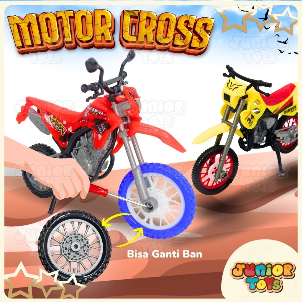 Jual Mainan Motor Cross Anak Mini Trail Motoran Obeng DIY Ganti Ban ...