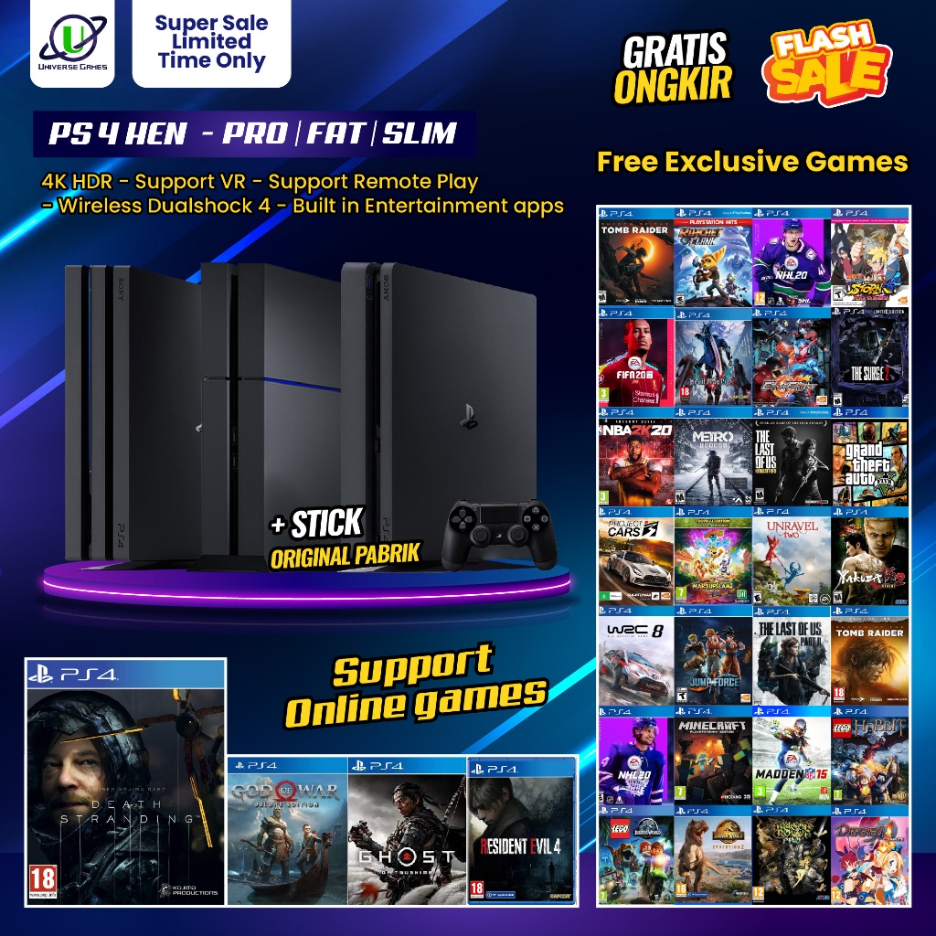 Jual PS4 Hen 9.00 Second Type Fat / Slim / Pro - Playstation 4 Hdd 500 Gb / 1Tb Garansi Toko 12 ...