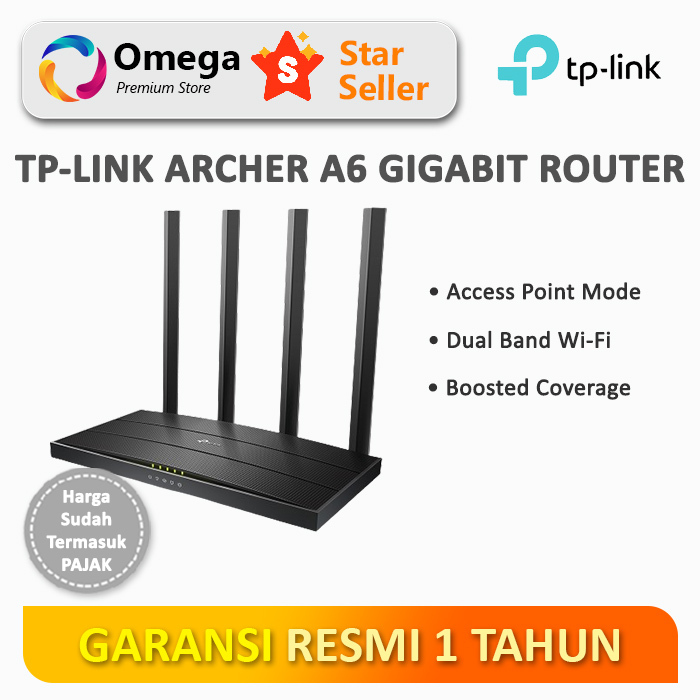 Jual TP-Link Archer A6 AC1200 Wireless MU-MIMO Gigabit Router | Shopee ...